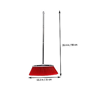 TOKIDNY Home Cleaning Supplies Handle Broom Cleaning Broom Office Cleaning Supplies Floor Broom Commercial Angle Broom Floor Sweeping Broom Floor Scrub Brush Home Broom Stainless Steel Red