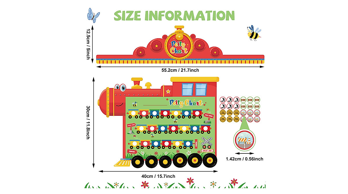 Toddler Potty Training Chart: Stickers, Crown & Railroad Theme