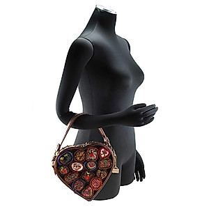 Mary Frances Temptations Embellished Heart Shaped Box of Chocolates Novelty Handbag, brown