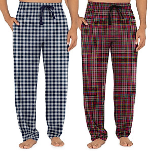 Fruit of the Loom mens Woven Sleep Pant Pajama Bottom, Blue Plaid/Red Plaid, X-Large US