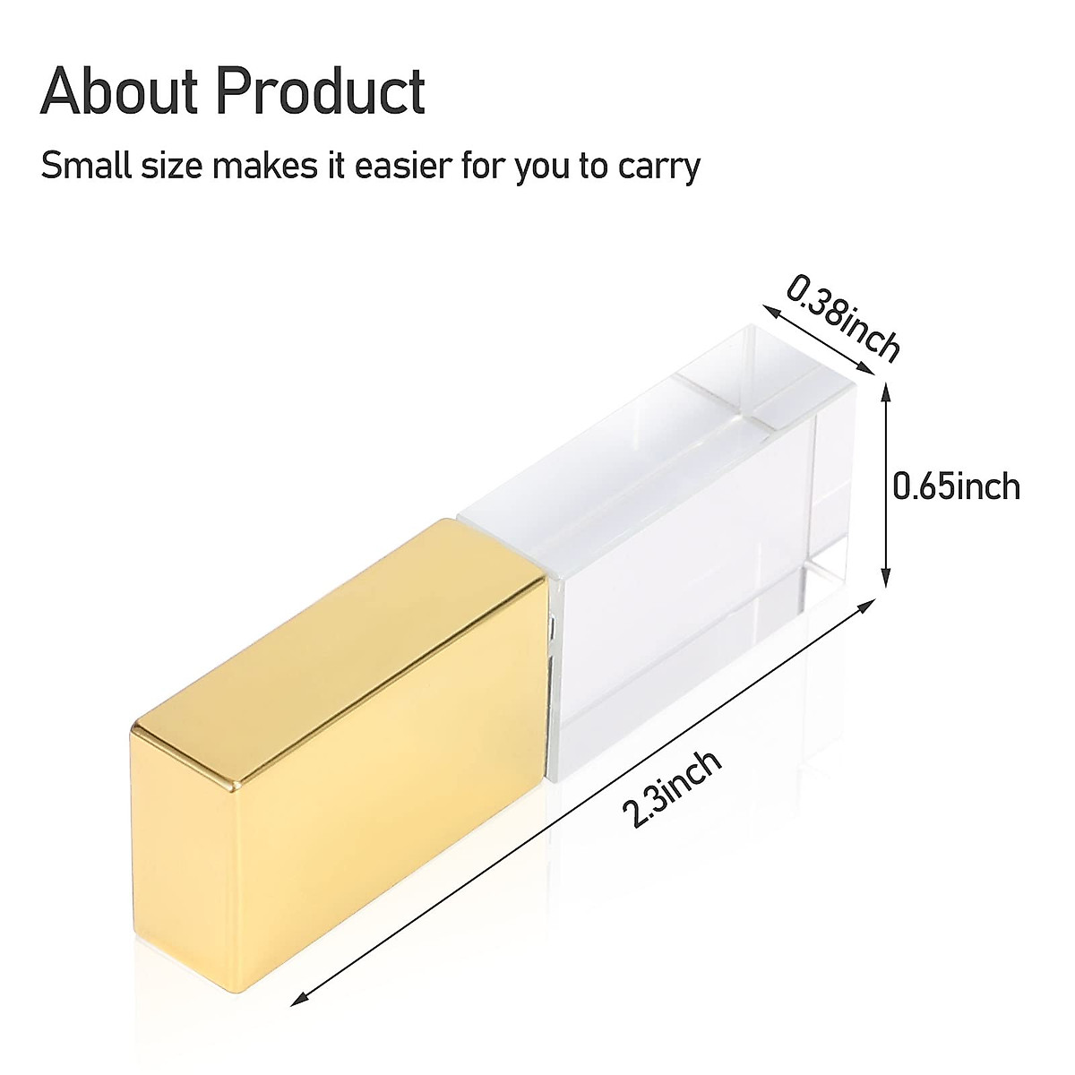 Laak 32GB New Crystal Transparent Rectangle Genuine USB Flash Drive 3.0 Wedding Gift Pendrive (Gold)