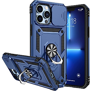 iPhone 14 Pro Max Case with Kickstand, Heavy Duty Hybrid Shockproof Silicone Protective Cover Military case for Apple iPhone 14 pro max 6.7 (Blue)