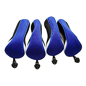 kepoda 4Pcs Golf Hybrid Club Head Cover UT Rescue Covers with Interchangeable Number Tags (Blue)