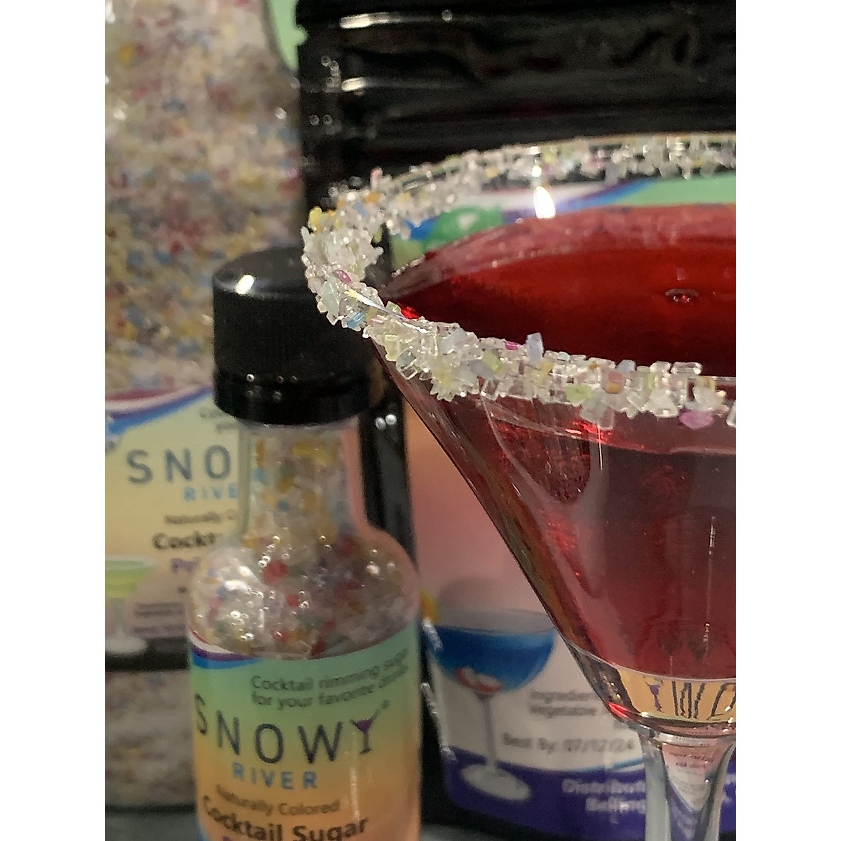 Snowy River Pride Mix Cocktail Sugar - Kosher Rainbow Cocktail Rimmer and Coffee Rimmer (4 Ounce Bag)