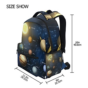 ALAZA Planet Solar System Backpack Daypack School Bag Travel Shoulder Bag for Students Boys Girls