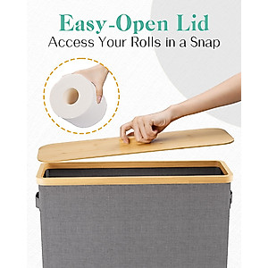 Bulado Toilet Paper Storage Stand, Toilet Paper Basket with Lid for 12-Roll Standard Extra Toilet Paper Holder, Wood Toilet Paper Organizer for Bathroom with Footbase The Ultimate Bathroom Organizer