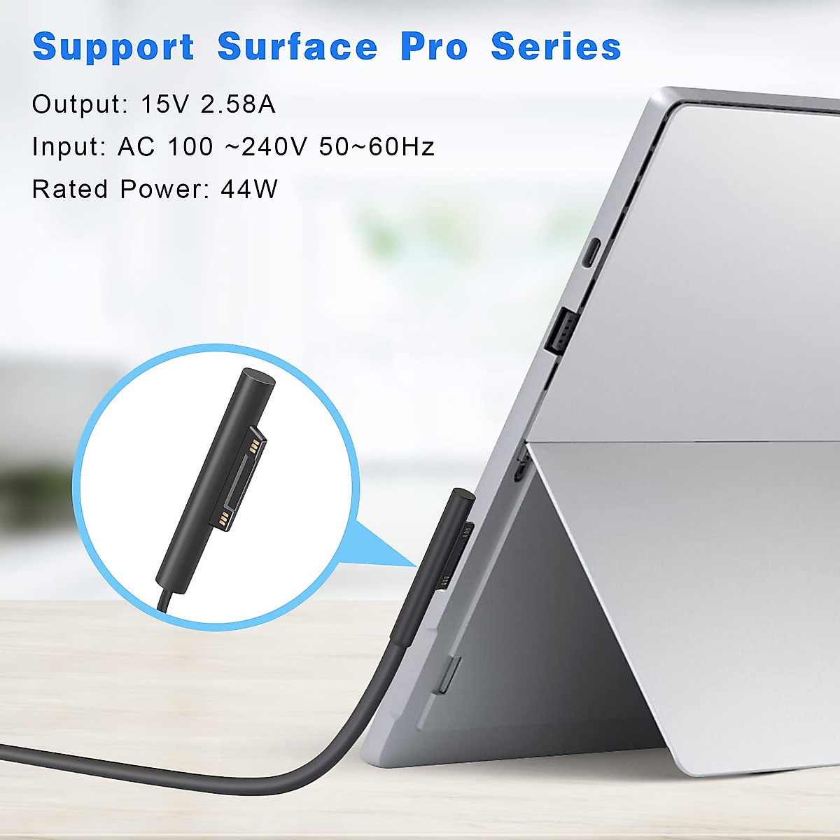 TREE.NB Laptop Surface Pro Charger 15V 2.58A 44W Power Supply for Microsoft Surface Book Surface Pro 8/7/6/5/4/3 Laptop 1/2/3 Surface Go 1/2 & Surface Book (Not Compatible Surface 3)
