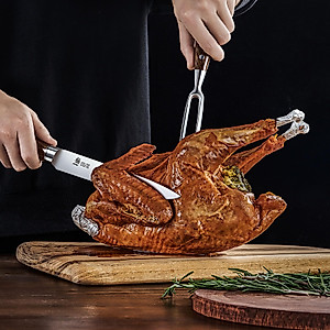 KYOKU Carving Knife Set, Daimyo Series 8" Carving Knife and Fork, Japanese 440C Stainless Steel Meat Cutting Knife