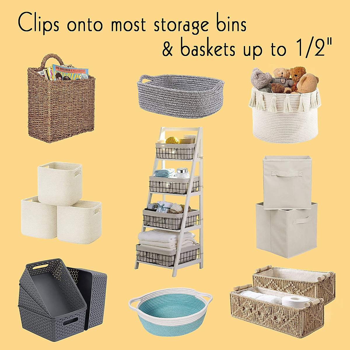 18 Pack Metal Pantry Baskets Labels Clips On for Storage Bins with 4 White Chalk Markers, Organization and Storage Baskets Labels Clips, Kitchen Bins Tags Chalkboard Labels for Baskets