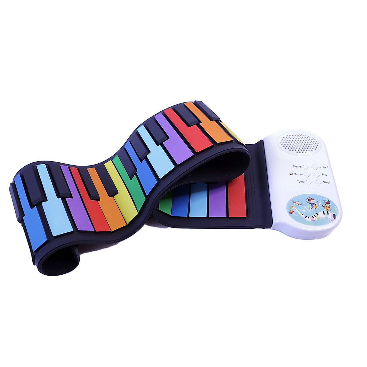 iLearnMusic Roll Up Piano | Portable Keyboard Piano | Hand Roll Electric Piano Keyboard | Premium Silicone & Built-In Speakers (88 Keys, White)