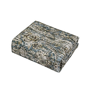 GarveeHome Washable Area Rugs 4x6 Rug Vintage Area Rug for Bedroom Non Slip Entryway Rug Chenille Living Room Rugs Distressed Non Shedding Stain Resistant Carpet for Nursery Office Blue 4'x6'