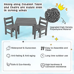Costzon Kids Table, 25.5" x 25.5" Square Activity Play Table for Reading, Drawing, All-Weather & Heavy-Duty, Waterproof Table for Playroom, Nursery, Backyard, Indoor & Outdoor, Toddler Table (Grey)