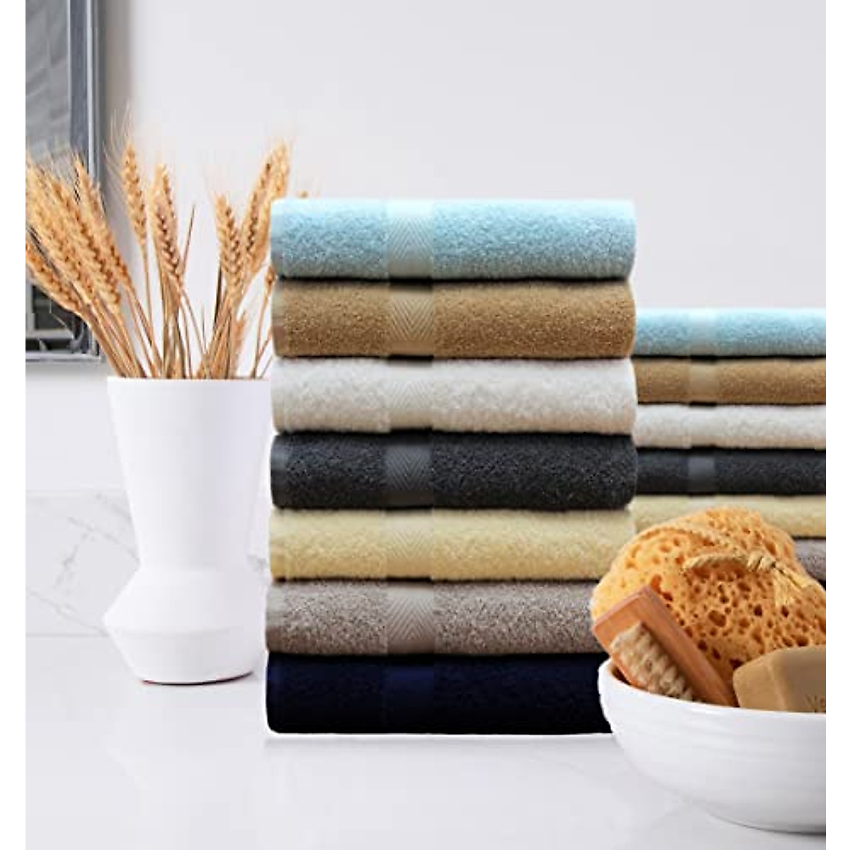 COTTON CRAFT Simplicity Washcloth Set -28 Pack 12x12-100% Cotton Face Body Baby Washcloths - Quick Dry Lightweight Absorbent Soft Everyday Luxury Hotel Spa Gym Pool Camp Travel Dorm Easy Care - Multi