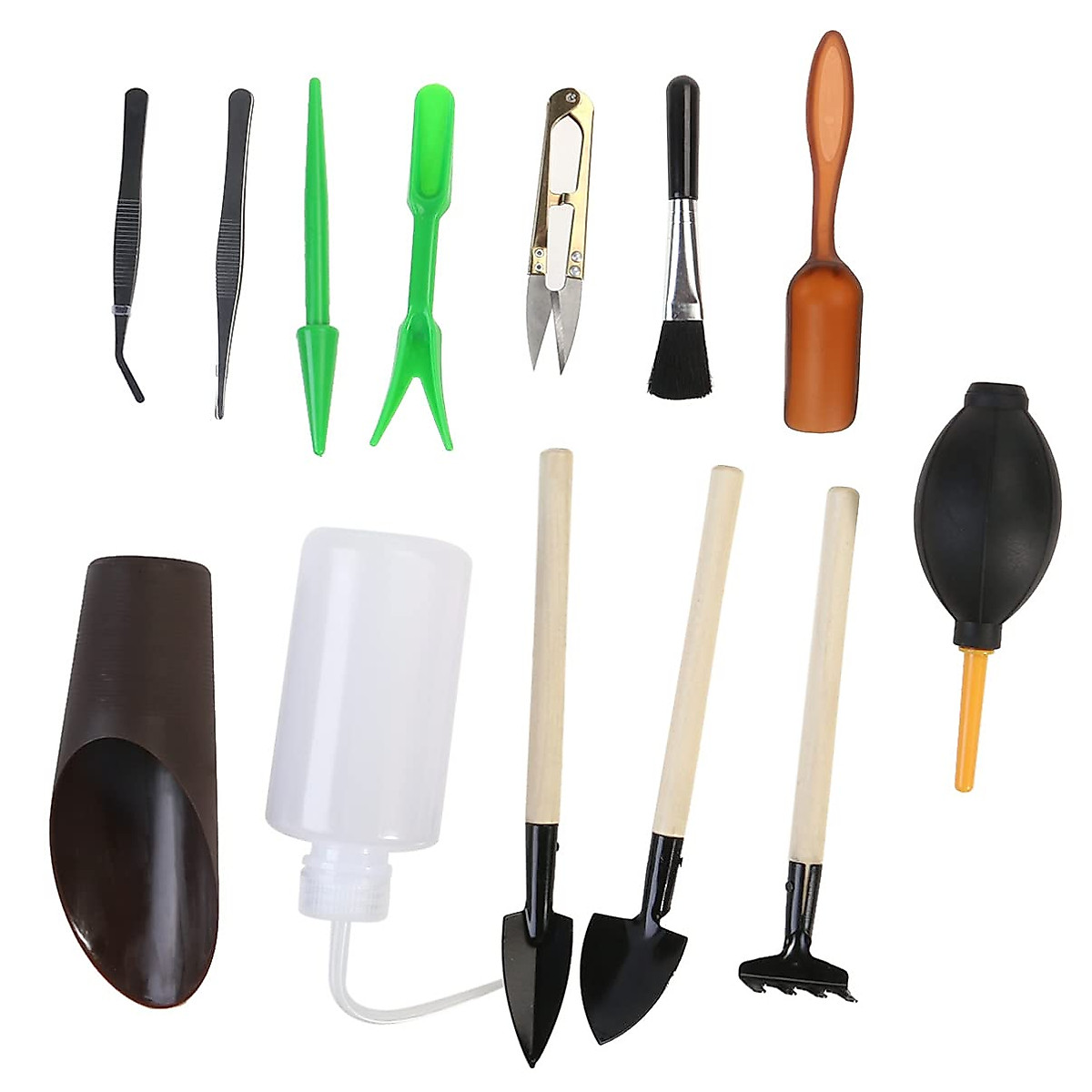 Happyyami 13pcs Hoe Garden Tool Bonsai Tools Mini Gardening Shovel Gardening Water Pot Hand Suit Miniature Tools Sickle Garden Tool Trowel Garden Tool Miniature Garden Tools Plant Succulents