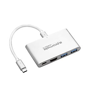 Promate Universal USB Type-C Hub, 2 USB 3.0 Ports, 4K HDMI Ports, USB Type-C Ports, Up to 90W Charging, Gray, UniHub-C2 Gray