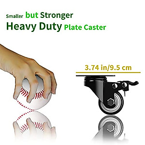 Amminle 1.5 Inch Swivel Casters, 1.5" Heavy Duty Plate Caster Wheel with 400 lbs Load, Dual Locking with 360 Degree Rotation, No Noise Locking Casters Set of 4 with Screws and a Screwdriver