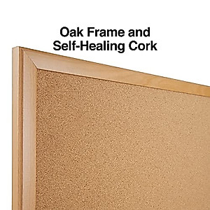 Myofficeinnovations 1682316 Std Cork Bulletin Board,Oak Finish Frame, 3-FTW X 2-Fth