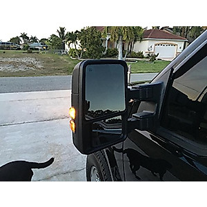 MOTOOS Towing Mirrors Replacement for 2008-2015 Ford F250 F350 F450 F550 Super Duty Pair Rear View Tow Mirrors Power Heated with LED Smoke Signal Light Driver and Passenger Side