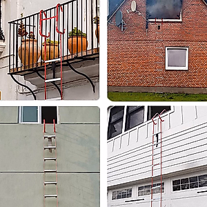 Escape Ladder for Homes, 32FT Retractable Fire Safety Ladder with Wide Steps for Adults and Kids, Portable Emergency Window Exit Kit