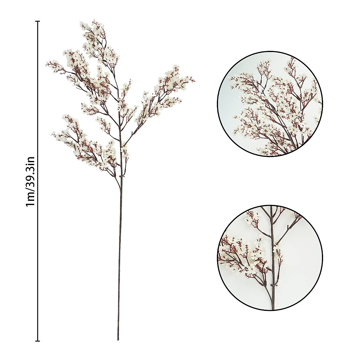 Tepaler 4Pcs 39.3in Babys Breath Artificial Flowers White Gypsophila Fake Silk Flowers Arrangements for Home Bedroom Kitchen Wedding Office Party DIY Garden Thanksgiving Centerpiece Autumn Decor