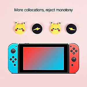 PERFECTSIGHT Cute Switch Thumb Grip Caps Compatible with Nintendo Switch OLED/Lite Console, Kawaii Soft Silicone Analog Stick Button Cover for NS Joycon Controller, 4PCS Joystick Cap for Kirby Fans