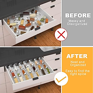 FEMELI Spice Drawer Organizer Insert for Kitchen,Adjustable Expandable Spice Rack Tray 4 Tiers for Spice Jars,Seasonings,Acrylic,Clear,2 Pack