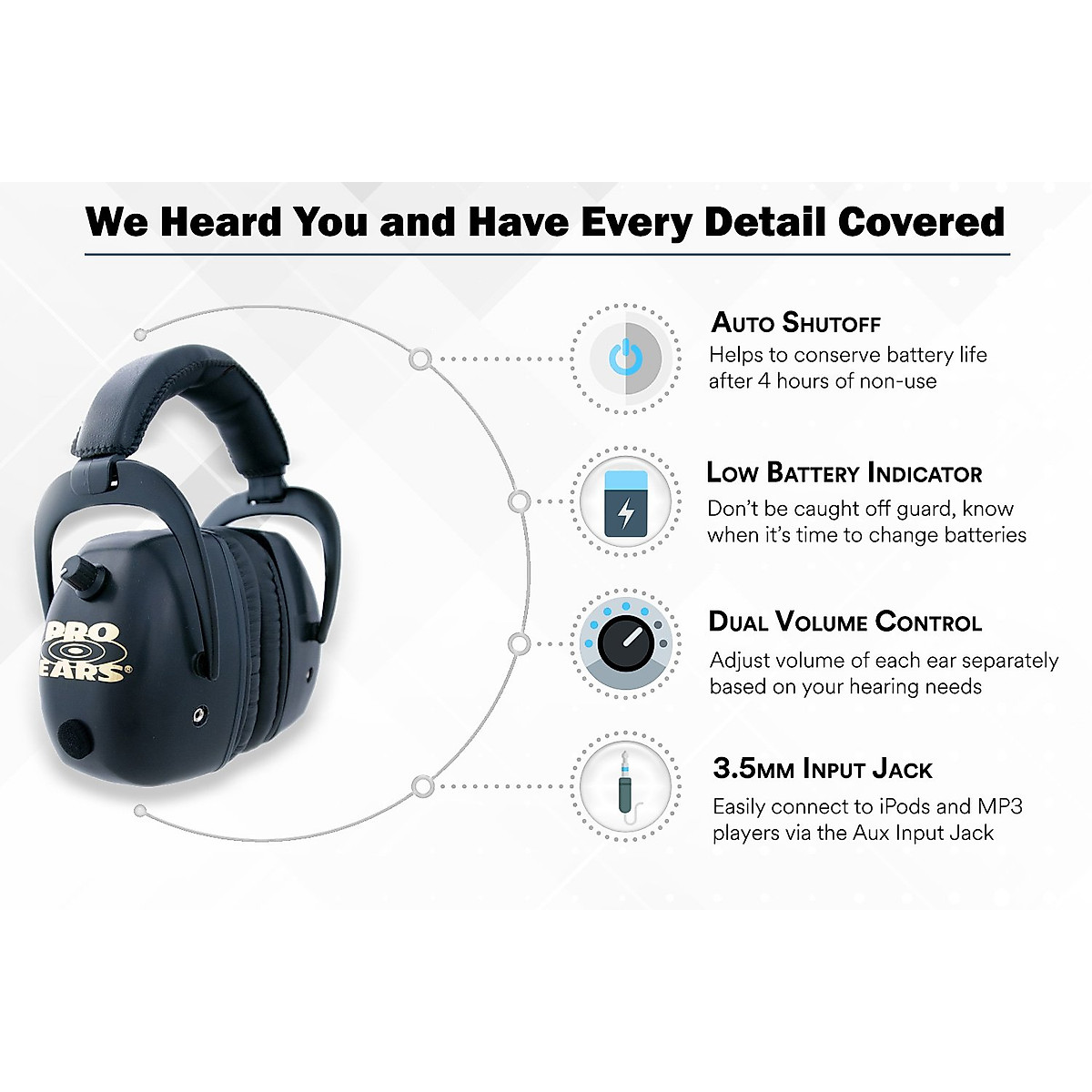 Pro Ears - Pro Mag Gold - Electronic Hearing Protection and Amplification - NRR 30 - Shooting Range Ear Muffs, Pink