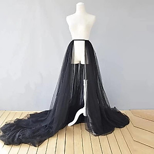 UATULT Detachable Wedding Train Only Length 66" Wedding Maxi Tulle Skirts Floor Length Overskirt for Bridal Party White