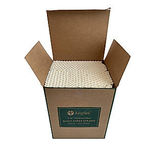 Kingseal Disposable Paper Drinking Straws, Unwrapped, WHITE, 7.75 Inch Length x 8mm Diameter, Giant" Size, White, Biodegradable, Earth Friendly, Bulk Pack - 1 Box of 350 Straws