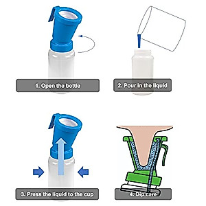 QMARK 2 Pack Teat Dip Cup, Non Reflow Nipple Cleaning Disinfection, Dip Cup for Cow Sheep Goat, Non-Return Teat Dipper - 300 ml Blue