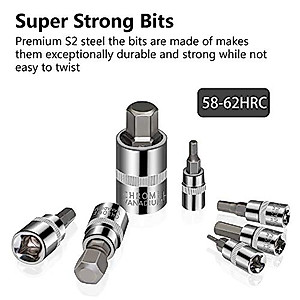 MULWARK 37 PCS Premium Hex Bit Allen Socket Set, 3/8, 1/4, 1/2 in. Drive, Automotive,Bike,Motorcycle& ATV | SAE & Metric S2 Steel & High Torque Strengthened CR-V Socket (regular, 37, Piece)