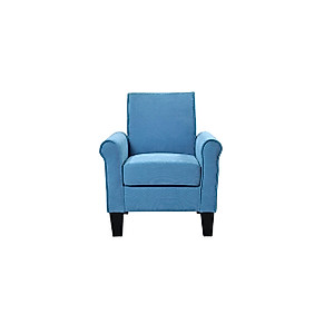 Tiokop Accent Living Room Chairs Modern Linen Fabric Comfy Reading Armchair for Bedroom Small Spaces Apartment Office, Light Blue