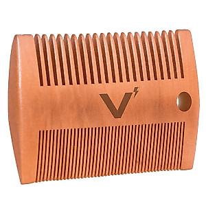 Volt Twin Beard and Mustache Comb for Men - All Natural Pearwood - Double-Sided Travel Size Pocket Comb for Detangling and Styling Beard - Men's Grooming Products
