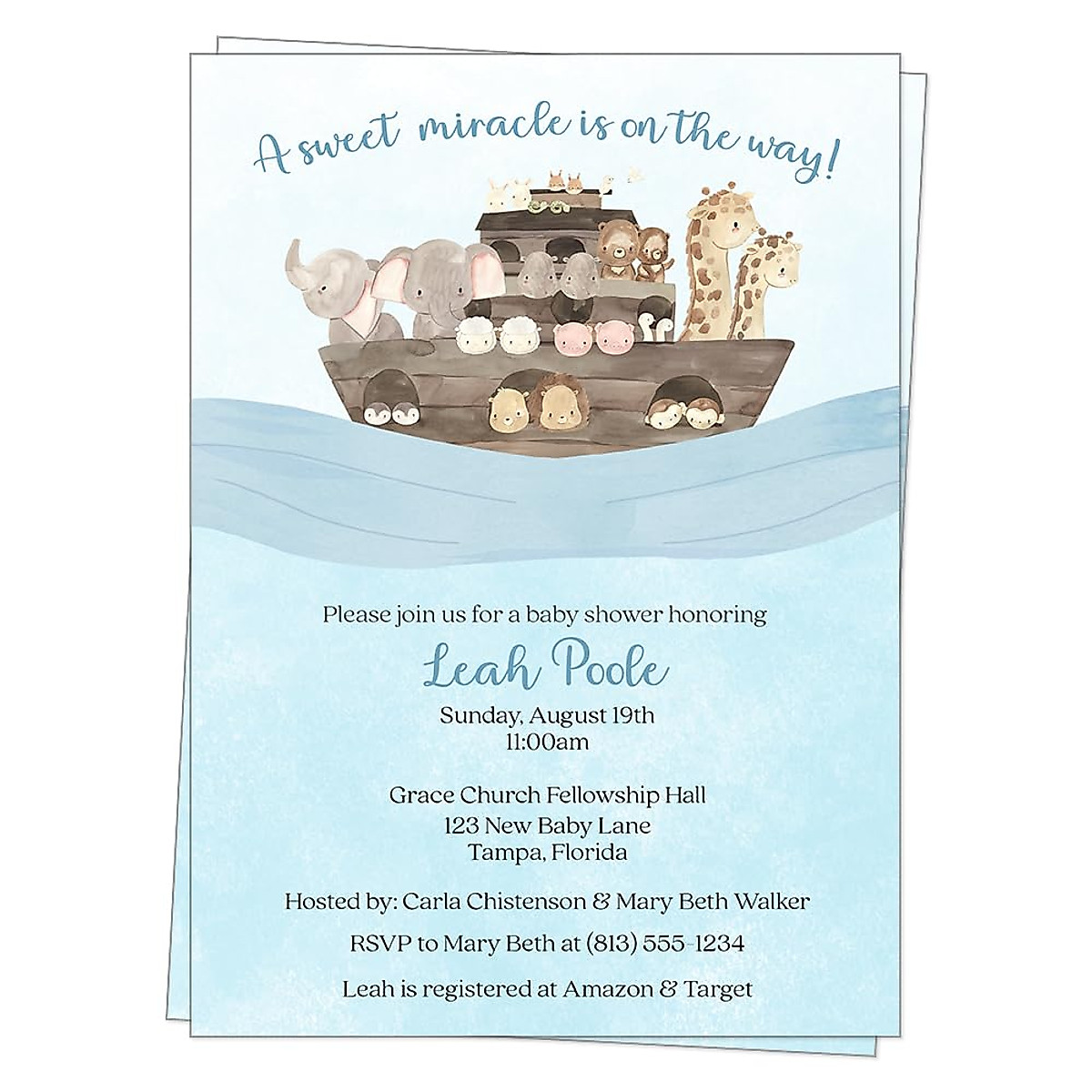 Noahs Ark Baby Shower Invitations Customizable Religious Invites Gender Neutral Boy Girl (12 Count)
