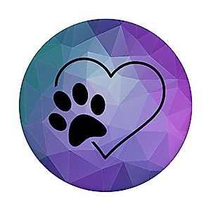 Black Paw Print Heart Dog Cat Teal Purple Polygon PopSockets Swappable PopGrip