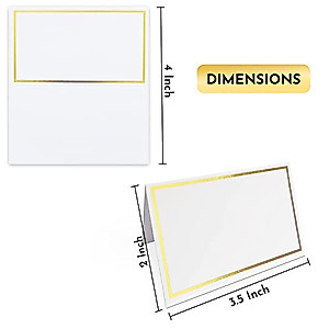 Evaster Place Cards Pack of 100 Premium Tent Name Place Cards for Table Setting with Gold Foil Border 2x3.5 inches - Perfect Place Cards for Weddings, Banquets Dinner Parties and any other Events