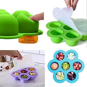 3 Pack 7 holes large Silicone Egg Bites silicone Mold with Lid - Perfect for Air Fryer - Reusable and Easy to Clean - Ideal for Pressure Cookers - Food Grade Silicone