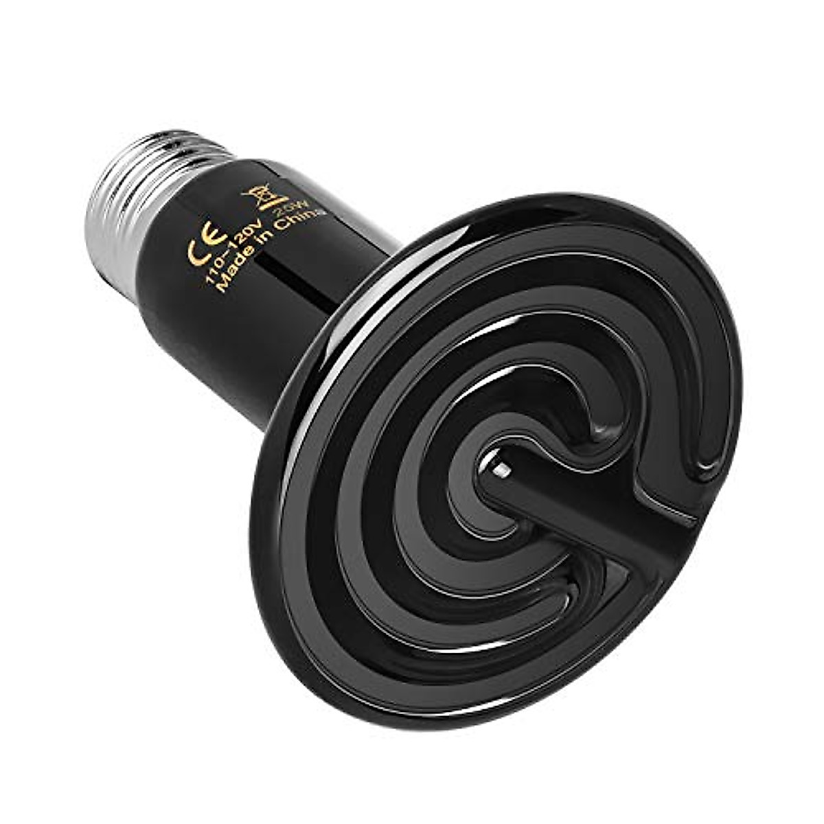 Simple Deluxe 25W 1-Pack Ceramic Heat Emitter Reptile Heat Lamp Bulb No Light Emitting Brooder Coop Heater for Amphibian Pet & Incubating Chicken, Black