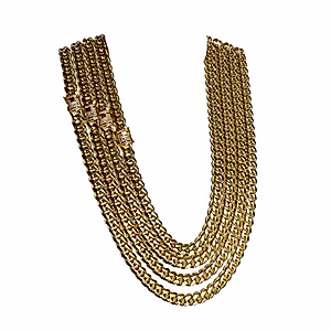 Miami Cuban Link Chain Choker Necklace CZ diamond Lock Real Solid 14K Gold Finish Stainless Steel, Cuban Choker, Cuban necklace, Gold Cuban Chain, 12mm Miami Cuban Link Chain (20)