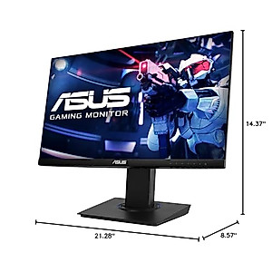 ASUS 23.8” 1080P Gaming Monitor (VG246H) - Full HD, IPS, 75Hz, 1ms, FreeSync, Extreme Low Motion Blur, Low Blue Light, Flicker Free, VESA Mountable, HDMI, VGA, Height Adjustable, 12.8"x21.3"x2",Black