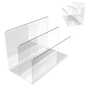 Boloyo Acrylic 2 Sections File Holder,Clear File Organizer Letter Sorter Holder for Desk,Fit for Office File Organizer Wallet & Purse Display Stand (Clear 2 Sections 1PC)