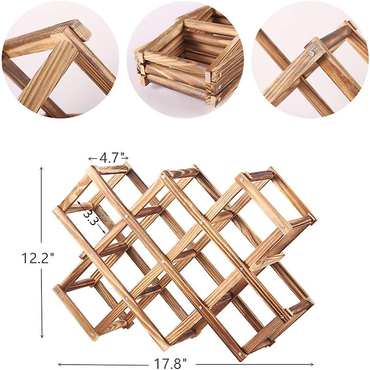 PENGKE Wood Wine Rack Freestanding Wine Rack,10 Bottles Countertop Free Stand Wine Storage Holder Protector for Red White Wine