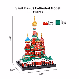 Geniteen Building Block Set, Saint Basil's Cathedral Architecture Model Micro Mini Blocks, Educational Mini Blocks, 4300 PCS