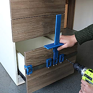 HODRME Cabinet Drawer Drilling Template Jig-Door Handles and Knobs Hardware Punch Locator for Easy Installation-Professional Measuring Woodworking Tool (ABS+Stainless Steel)