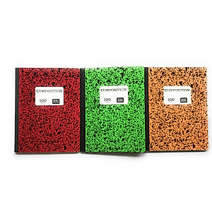Pen+Gear College Ruled Composition Book 3 Pack - Red, Green, Orange Marbled