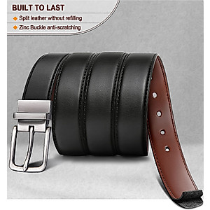 BULLIANT Men's Belt,Reversible Belt 1.25" For Gift Mens Casual Golf Dress pants shirts,One Reverse For 2 Sides(Black/Light Brown,32"-34" Waist Adjustable)