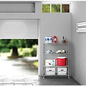 Seville Classics Solid Steel Wire Shelving Storage Unit Adjustable Shelves Organizer Rack, for Home, Kitchen, Office, Garage, Bedroom, Closet, Steel, 4-Tier, 36" W x 14" D