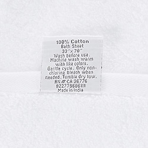 Down Etc Bath Sheet Towel Sahara 100% Cotton Dual Core Absorbent Fast-Drying Towel for Bath and Shower, 33 x 70-Inches, White Bath Sheet