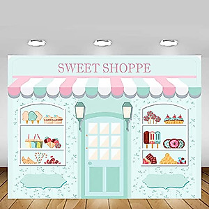 MEHOFOND 7x5ft Sweet Shoppe Backdrop Dessert Parlor for Girl Birthday Photography Background Kids Party Banner Baby Shower Donut Ice Cream Cake Table Decor Photoshoot Studio Props