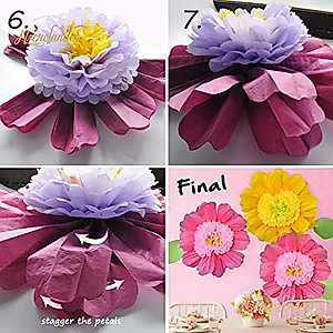 Nicrolandee 24'' 6 Pack/Set Large Tissue Paper Flowers Handcrafted Giant Paper Flowers for Wedding Backdrop Archway Decoration, Birthday, Mexican Fiesta Party, Outdoor Decorations